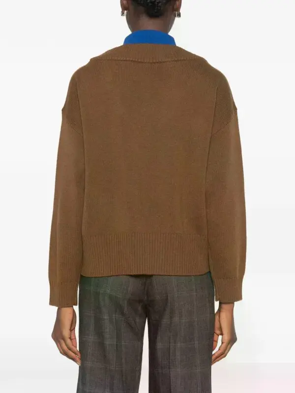 Sandro V-neck Ribbed-trim Polo Sweater