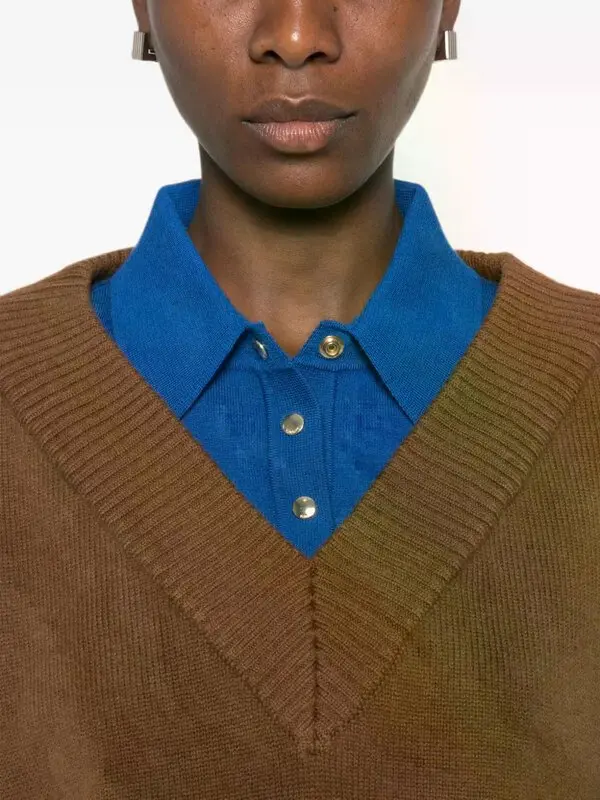Sandro V-neck Ribbed-trim Polo Sweater