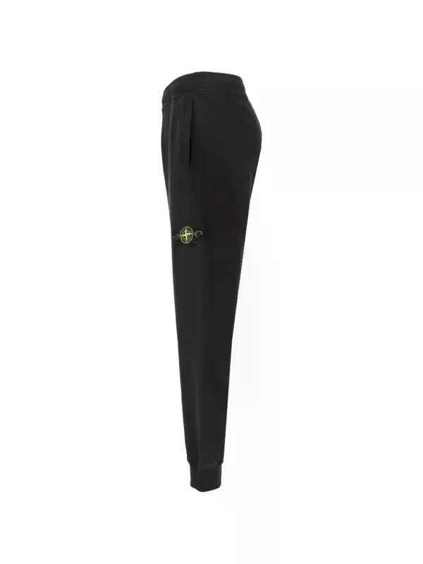 Stone Island 6200012 Brushed Organic Cotton Fleece Regular-fit Joggers With Ribbed Cuffs - Black