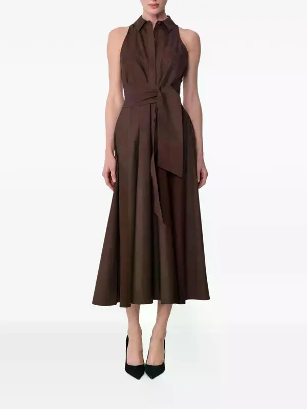 TOCCIN Chelsea Tie-front Shirt Midi Dress - Brown