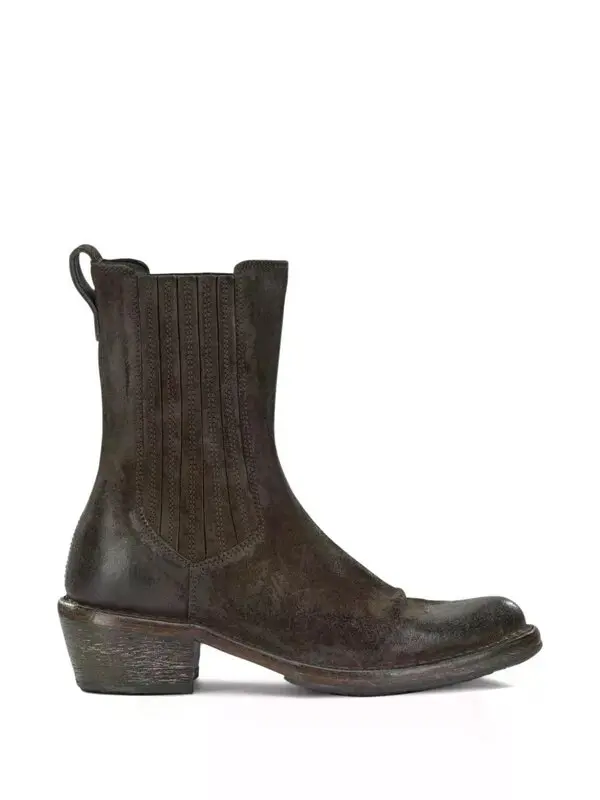 Moma Dallas 50mm Distressed-effect Panelled Ankle Boots - Brown