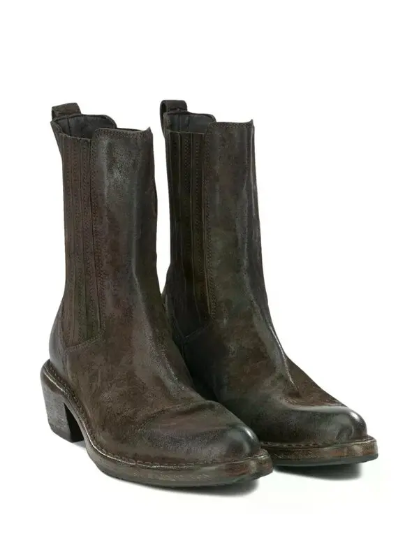 Moma Dallas 50mm Distressed-effect Panelled Ankle Boots