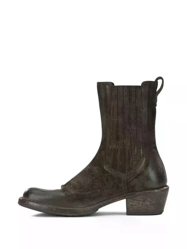 Moma Dallas 50mm Distressed-effect Panelled Ankle Boots