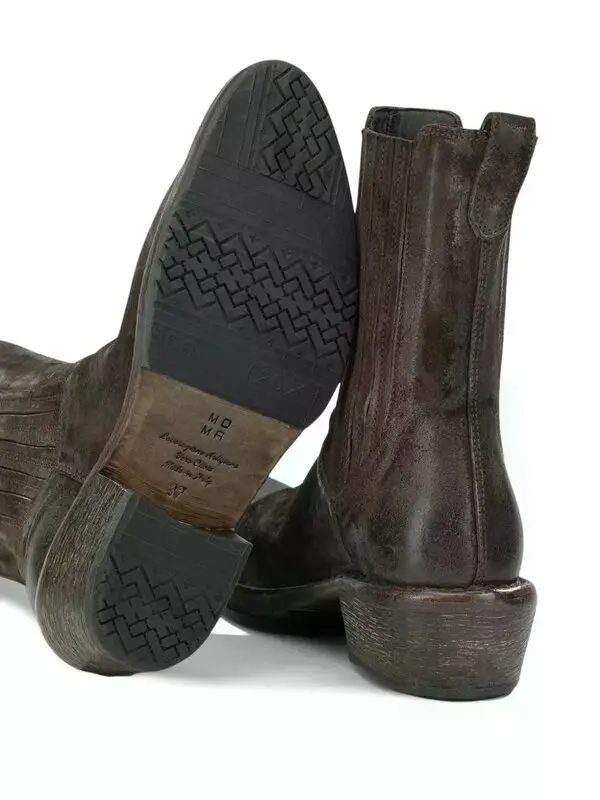 Moma Dallas 50mm Distressed-effect Panelled Ankle Boots