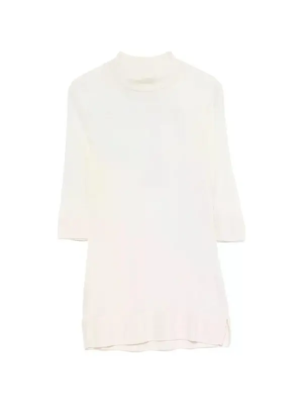 Patrizia Pepe High-neck Elbow-sleeve T-shirt - Neutrals