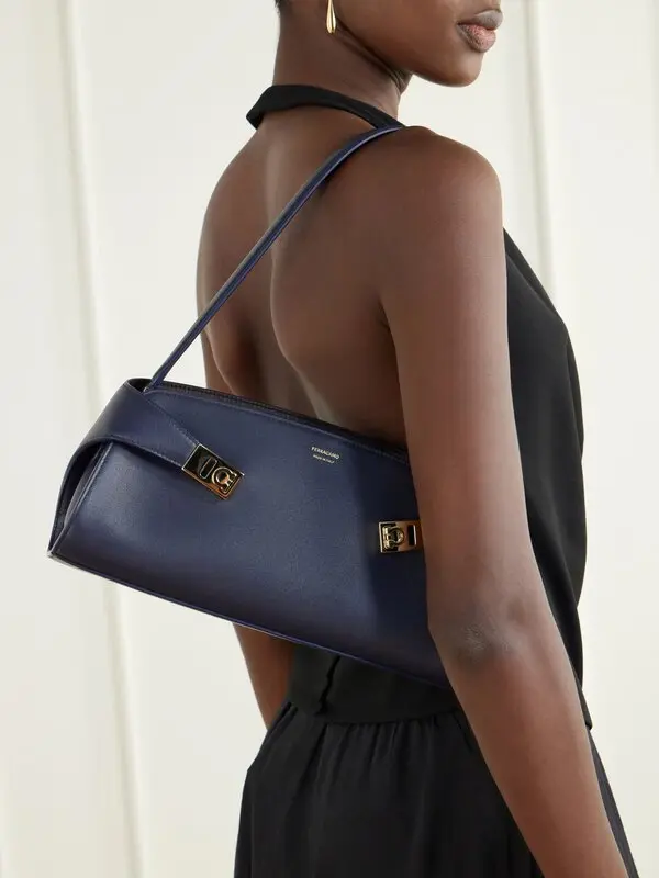 FERRAGAMO Leather Shoulder Bag - Blue