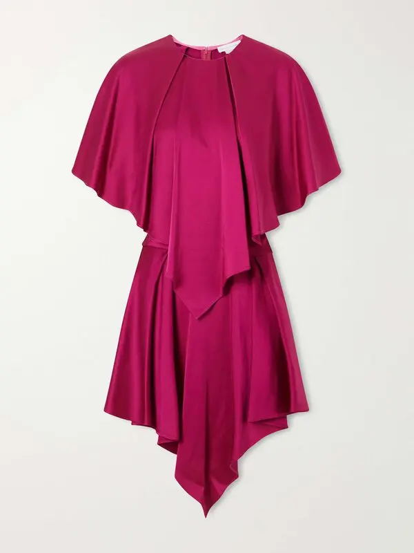 Stella McCartney Gathered Tiered Satin Midi Dress