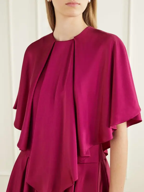 Stella McCartney Gathered Tiered Satin Midi Dress