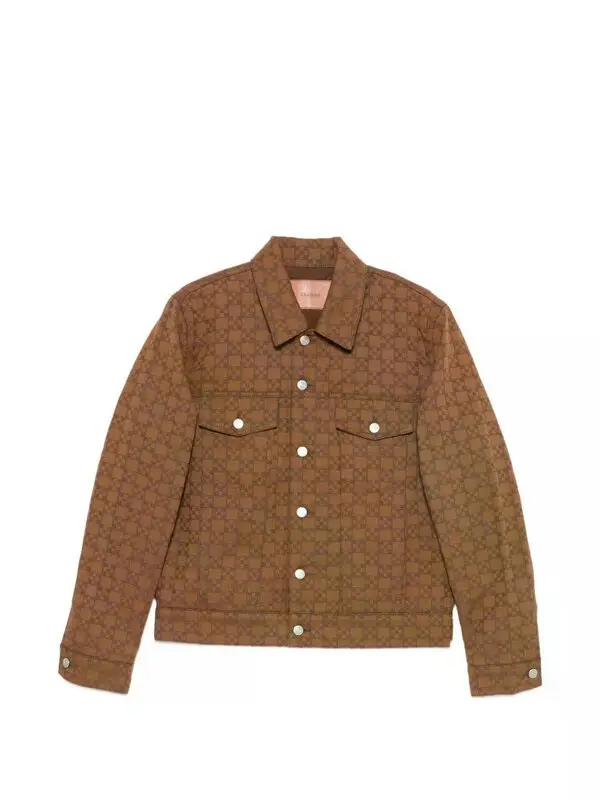 Sandro Monogram-pattern Denim Jacket - Brown