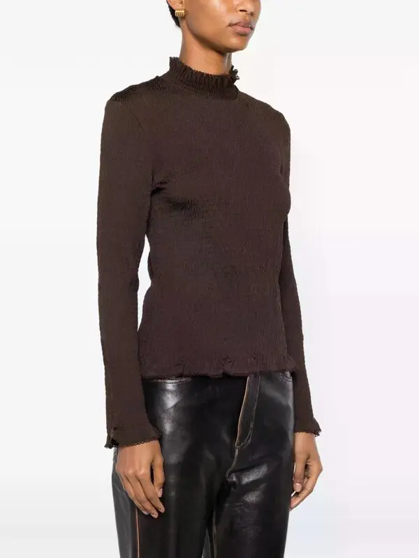Sandro Smocked Ruffled Top