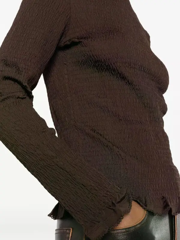 Sandro Smocked Ruffled Top