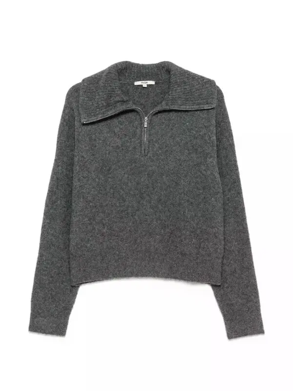 Maje Half-zip High-neck Sweater - Grey