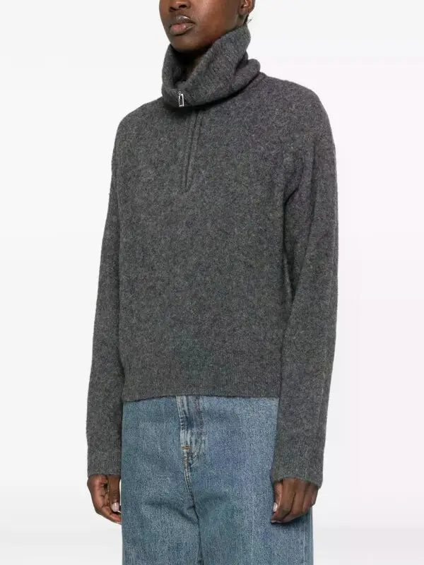 Maje Half-zip High-neck Sweater - Grey