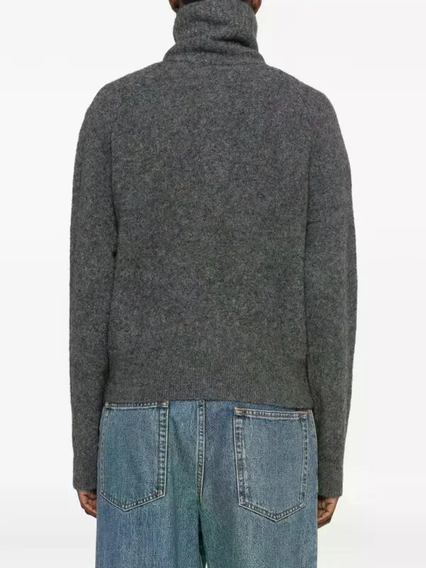 Maje Half-zip High-neck Sweater - Grey