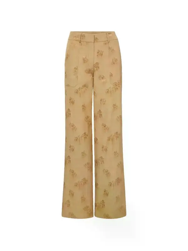 Veronica Beard Cole Floral-jacquard Wide-leg Trousers - Neutrals
