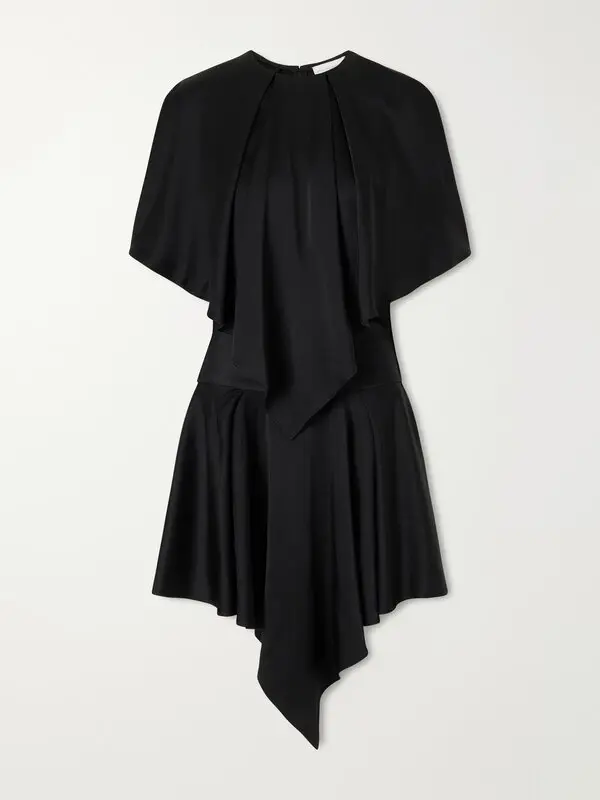 Stella McCartney Gathered Satin Mini Dress - Black
