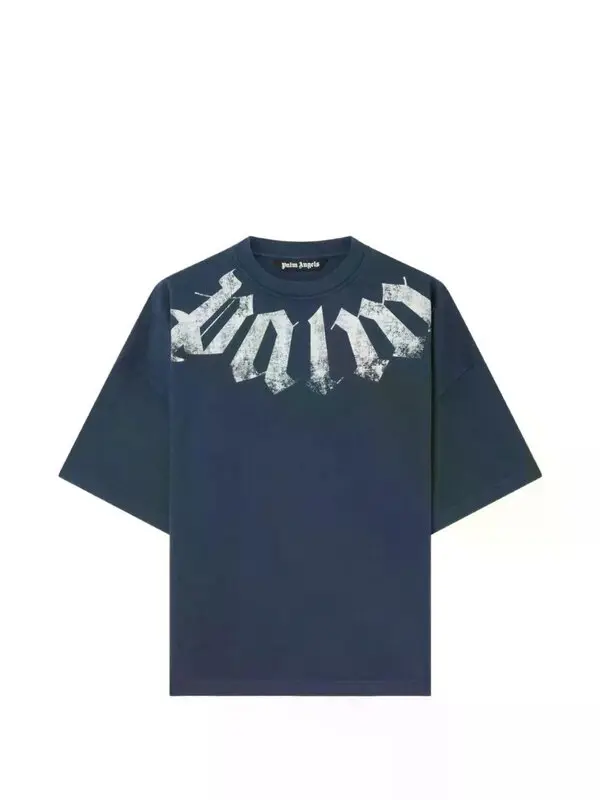 Palm Angels Logo-print Cotton T-shirt - Blue