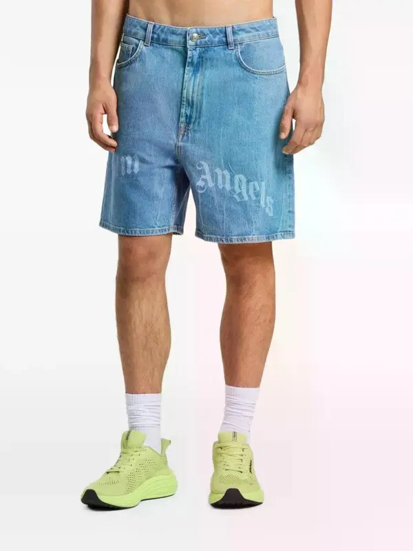Palm Angels Logo-print Denim Shorts