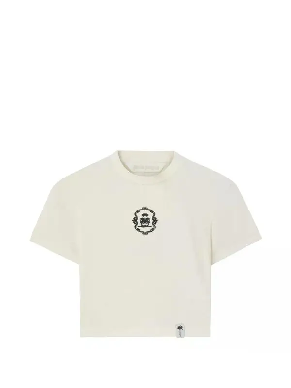 Palm Angels Lions Herald Cropped T-shirt - Neutrals
