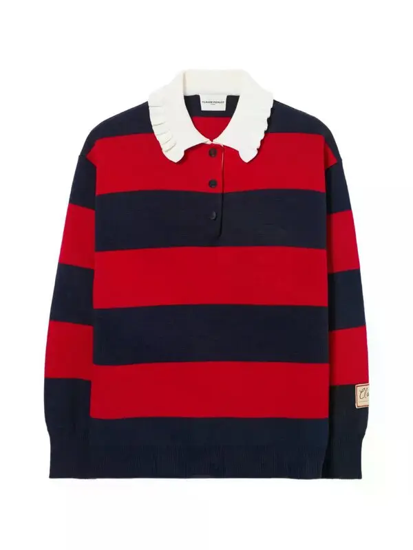 Claudie Pierlot Knitted Rugby Polo Jumper - Red