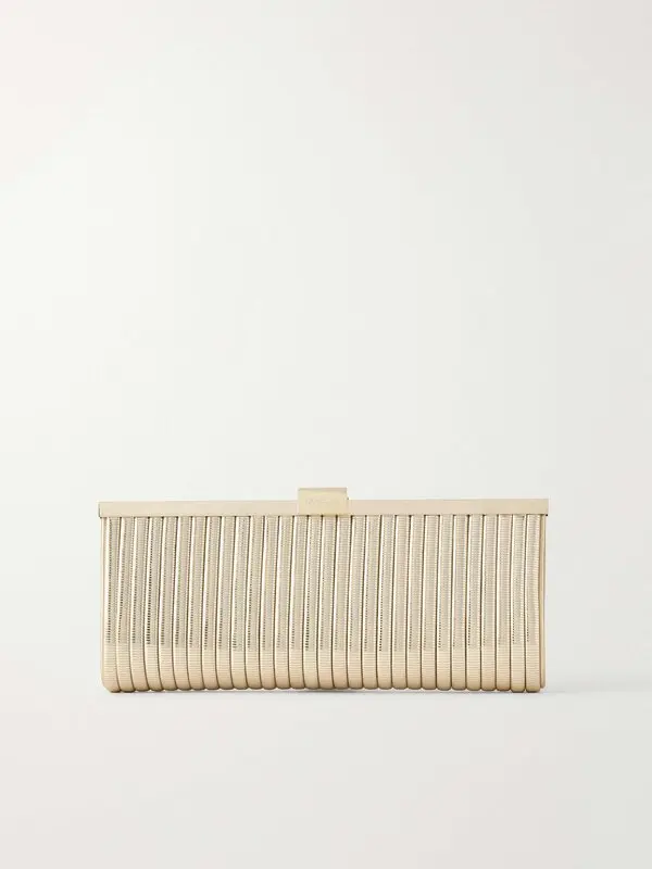 AQUAZZURA Heatwave Metallic Leather Clutch Bag