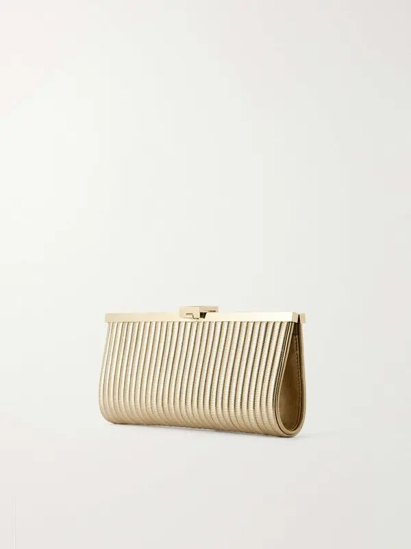 AQUAZZURA Heatwave Metallic Leather Clutch Bag