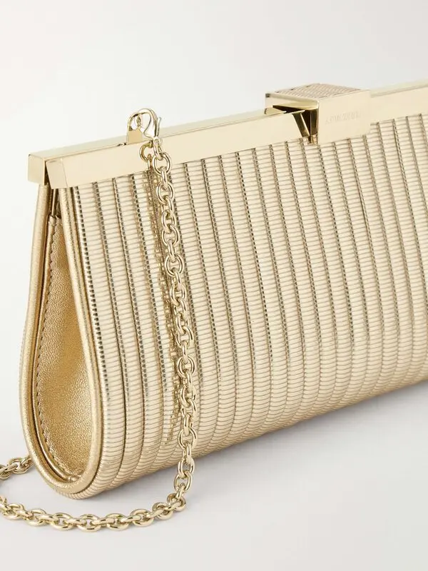 AQUAZZURA Heatwave Metallic Leather Clutch Bag