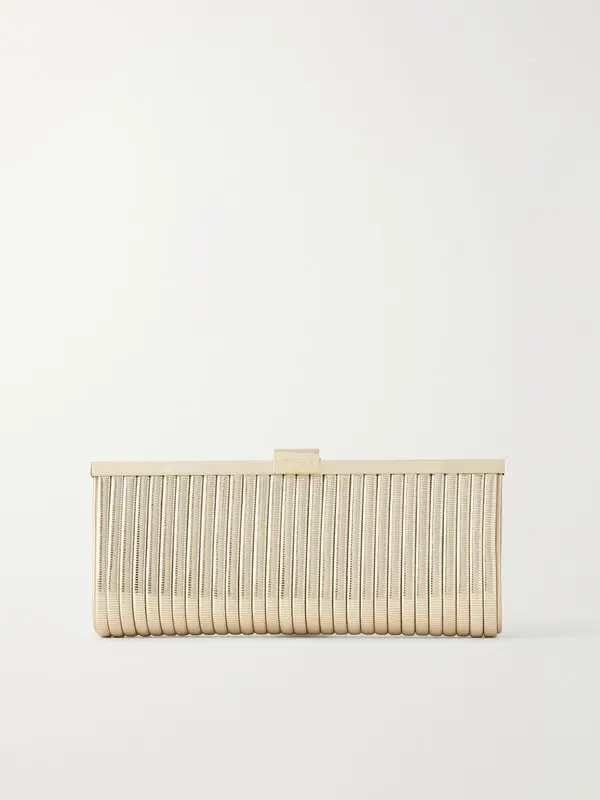 AQUAZZURA Metallic Leather Clutch Bag - Gold