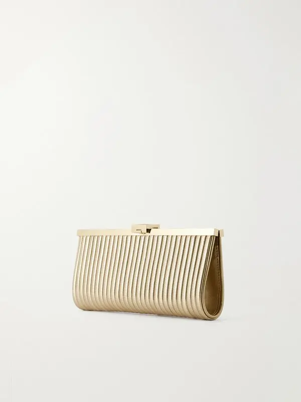 AQUAZZURA Metallic Leather Clutch Bag - Gold