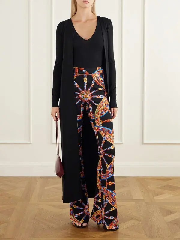 Dolce & Gabbana Organza Carretto Printed Flared Crepe Pants