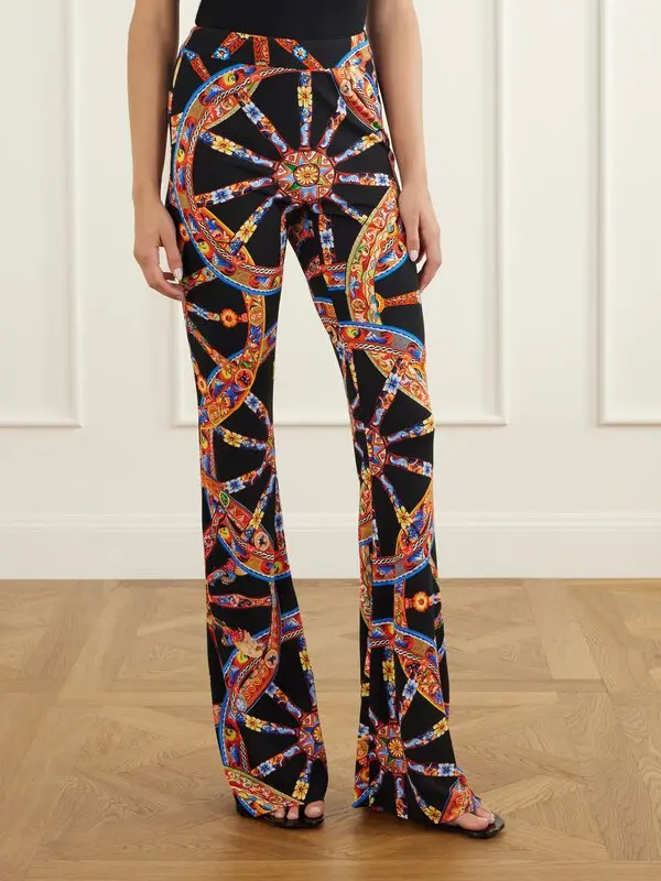 Dolce & Gabbana Carretto Printed Crepe Flared Pants