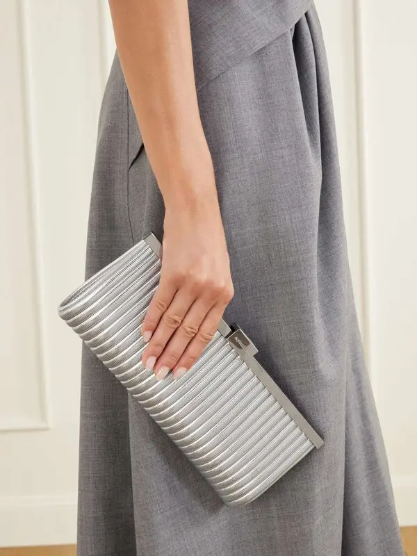 AQUAZZURA Heatwave Metallic Leather Clutch