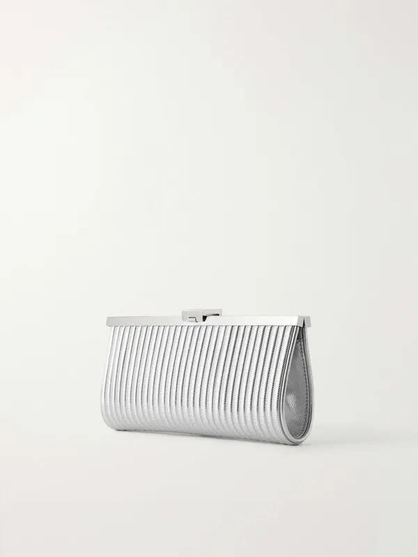 AQUAZZURA Heatwave Metallic Leather Clutch