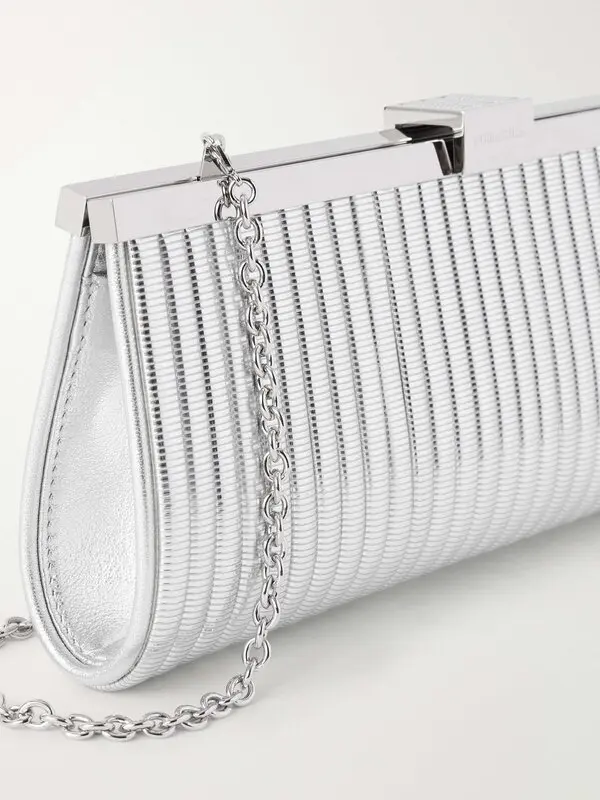 AQUAZZURA Heatwave Metallic Leather Clutch
