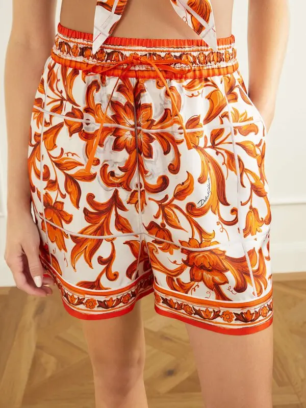 Dolce & Gabbana Floral-print Silk-twill Mini Shorts