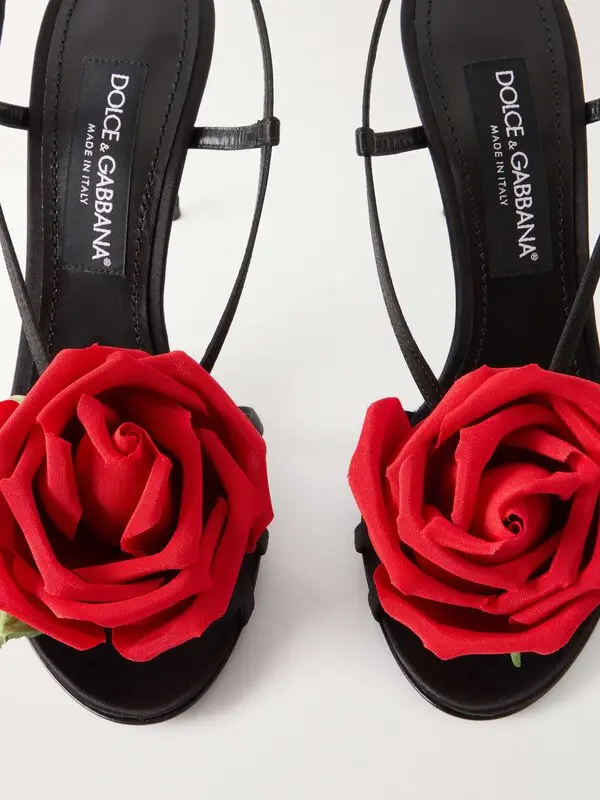 Dolce & Gabbana Floral-appliqué Satin Sandals