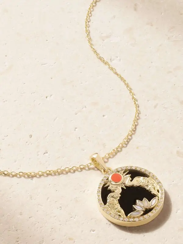 L'ATELIER NAWBAR Golden Eclipse 18-karat Multi-stone Pendant Necklace - Gold