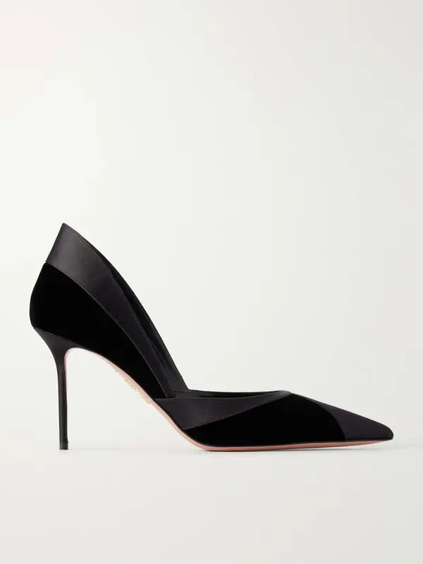AQUAZZURA Shadow 85 Velvet And Satin Pumps