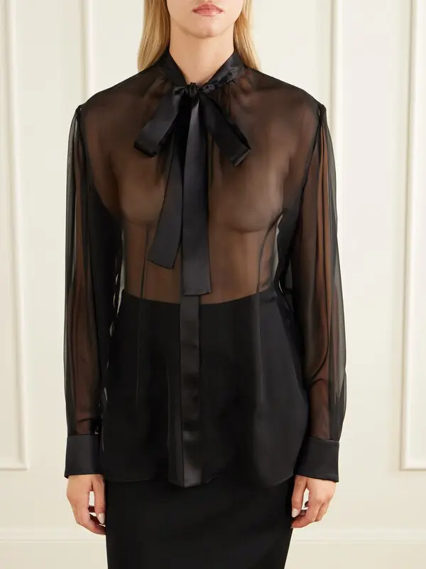 Dolce & Gabbana Bow-detailed Silk-chiffon Blouse