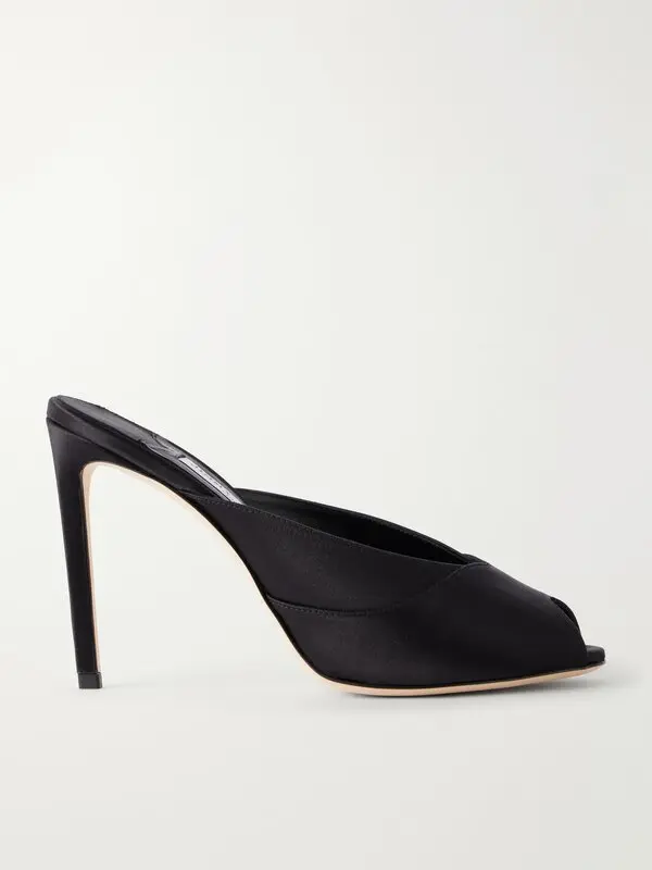 JIMMY CHOO Brigitte 100 Satin Mules - Black
