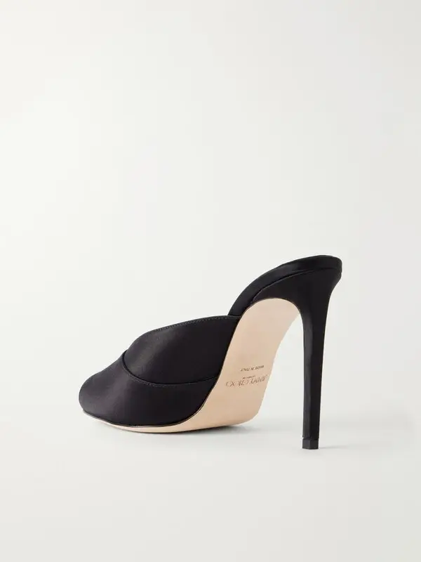 JIMMY CHOO Brigitte 100 Satin Mules - Black