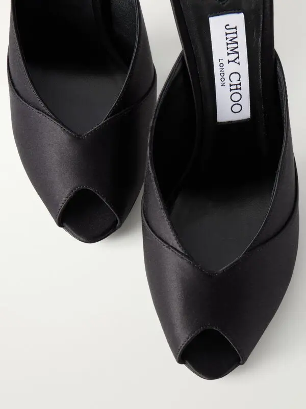 JIMMY CHOO Brigitte 100 Satin Mules - Black