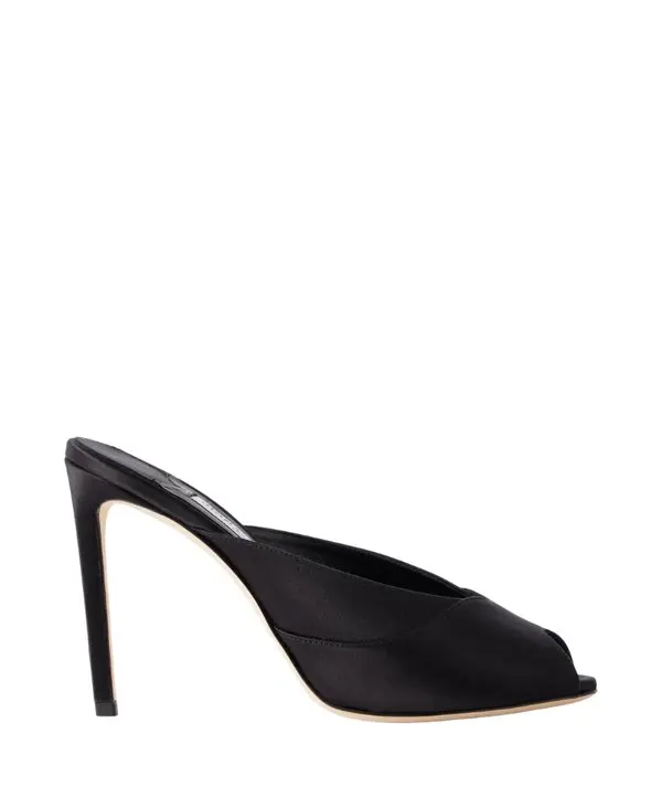 JIMMY CHOO Brigitte 100 Satin Mules - Black