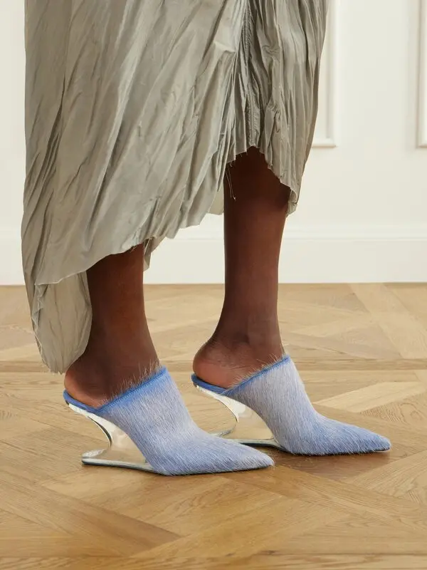 Rick Owens Calf Hair Cantilever Pumps - Blue