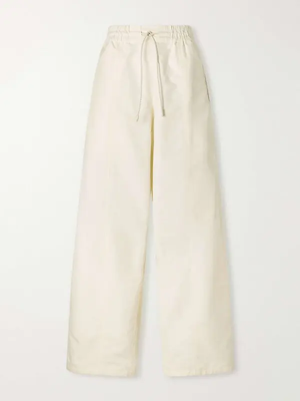 Bottega Veneta Drawstring Cotton-canvas Wide-leg Pants