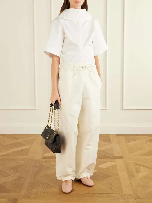 Bottega Veneta Drawstring Cotton-canvas Wide-leg Pants