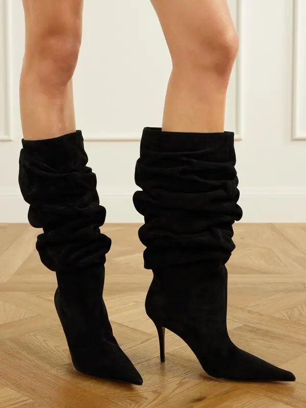 Amina Muaddi Anok 90 Suede Boots