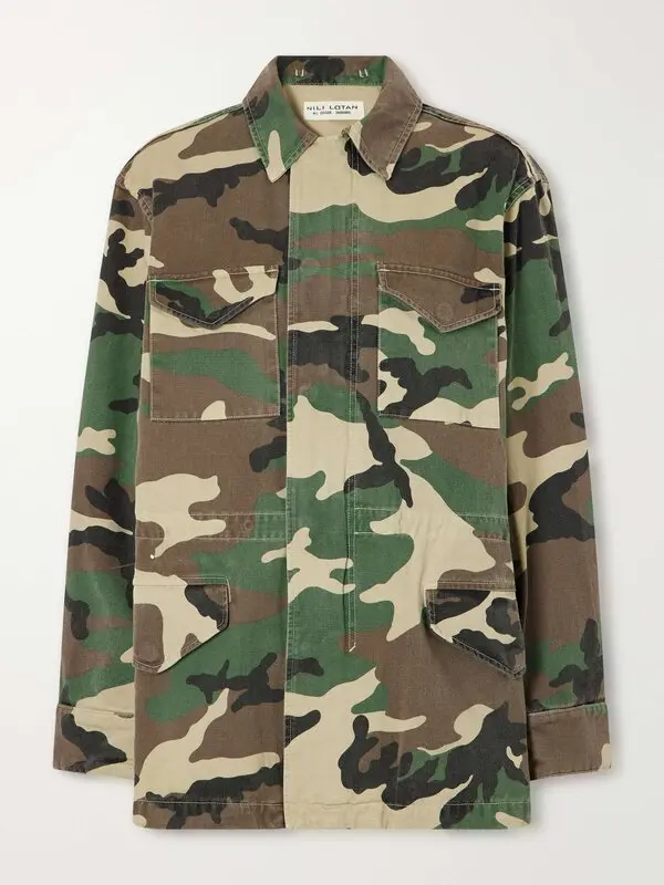 NILI LOTAN Sacha Camouflage-print Cotton-drill Jacket - Green