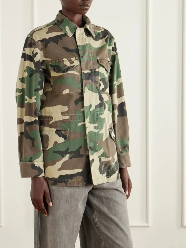 NILI LOTAN Sacha Camouflage-print Cotton-drill Jacket - Green