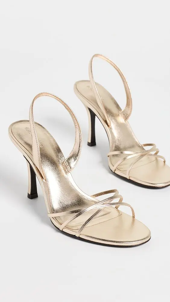 REFORMATION Nash Sandals - Gold Leather